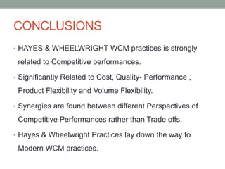 World Class Manufacturing - Analysis on Hayes and Wheelwright ...