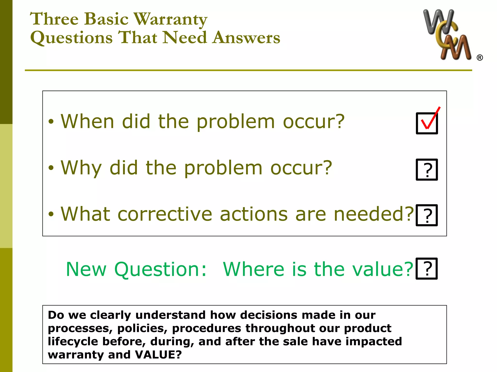 Warranty Management: 3 questions ; 1 answered, 2 to go | PDF