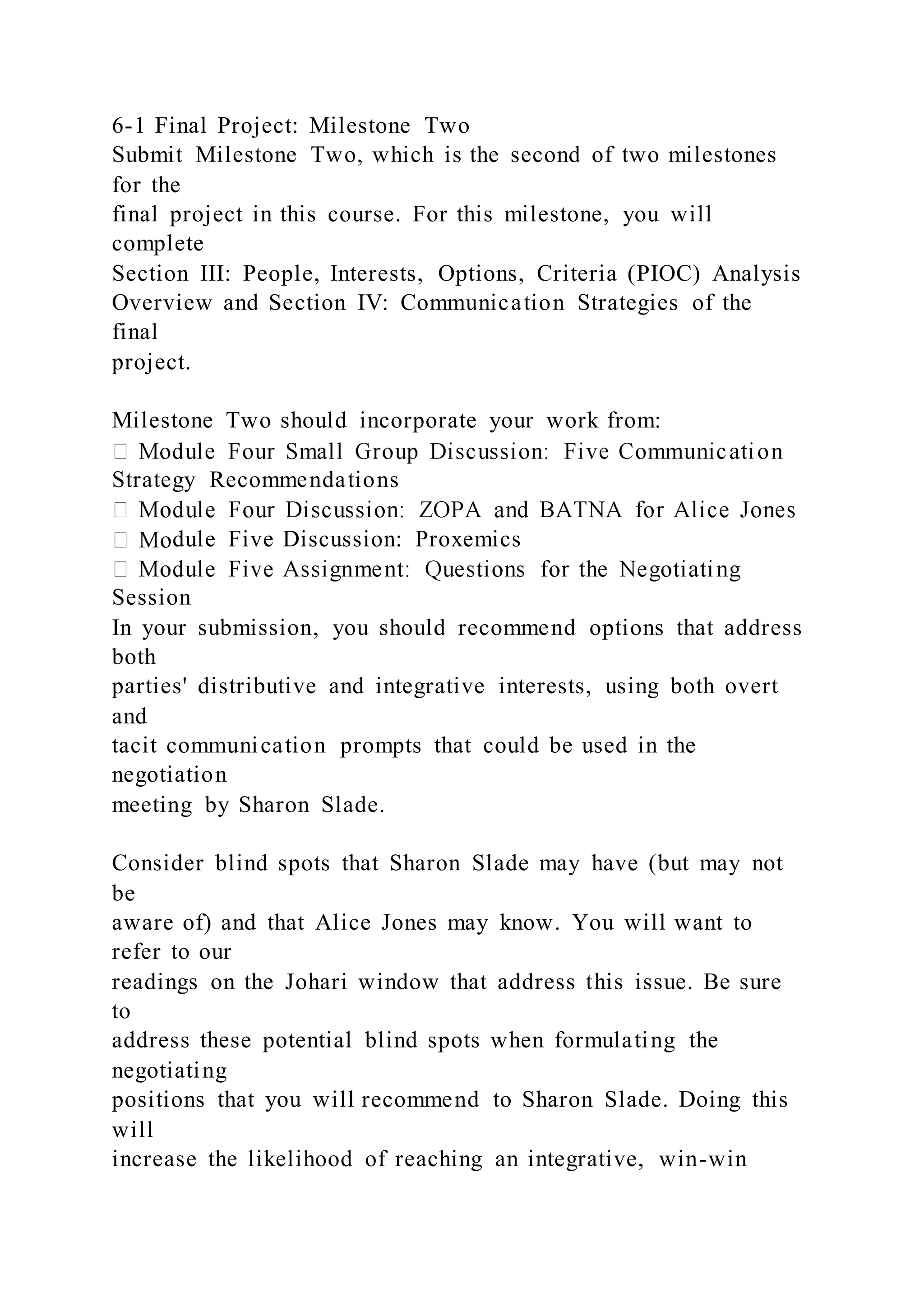 WCM 510 Final Project Milestone Two Guidelines and Rubric | DOCX