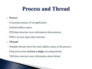 Reversing malware analysis training part2 introduction to windows internals | PPT