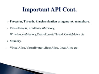 Reversing malware analysis training part2 introduction to windows internals | PPT