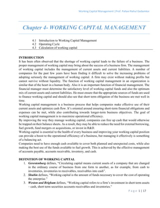 Working Capital Management- Notes Plus Numericals | PDF