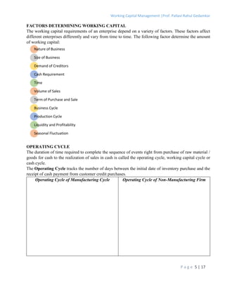 Working Capital Management- Notes Plus Numericals | PDF