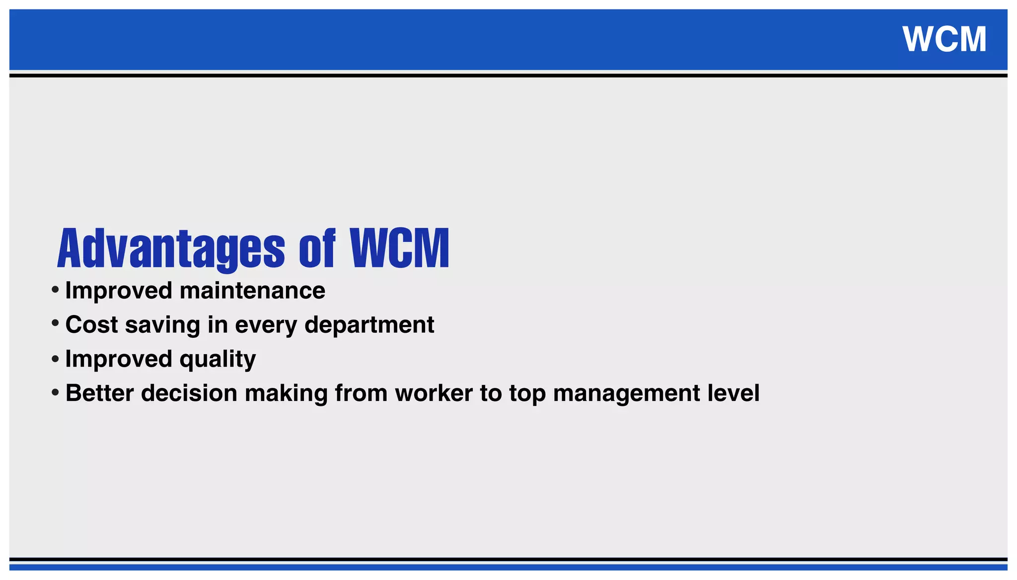 WORLD CLASS MANUFACTURING (WCM) PRESENTATION | PDF
