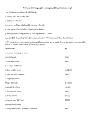 working capital management problems | DOC