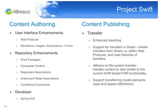 Alfresco WCM Roadmap 2010 (Cheetah & Swift) | PDF