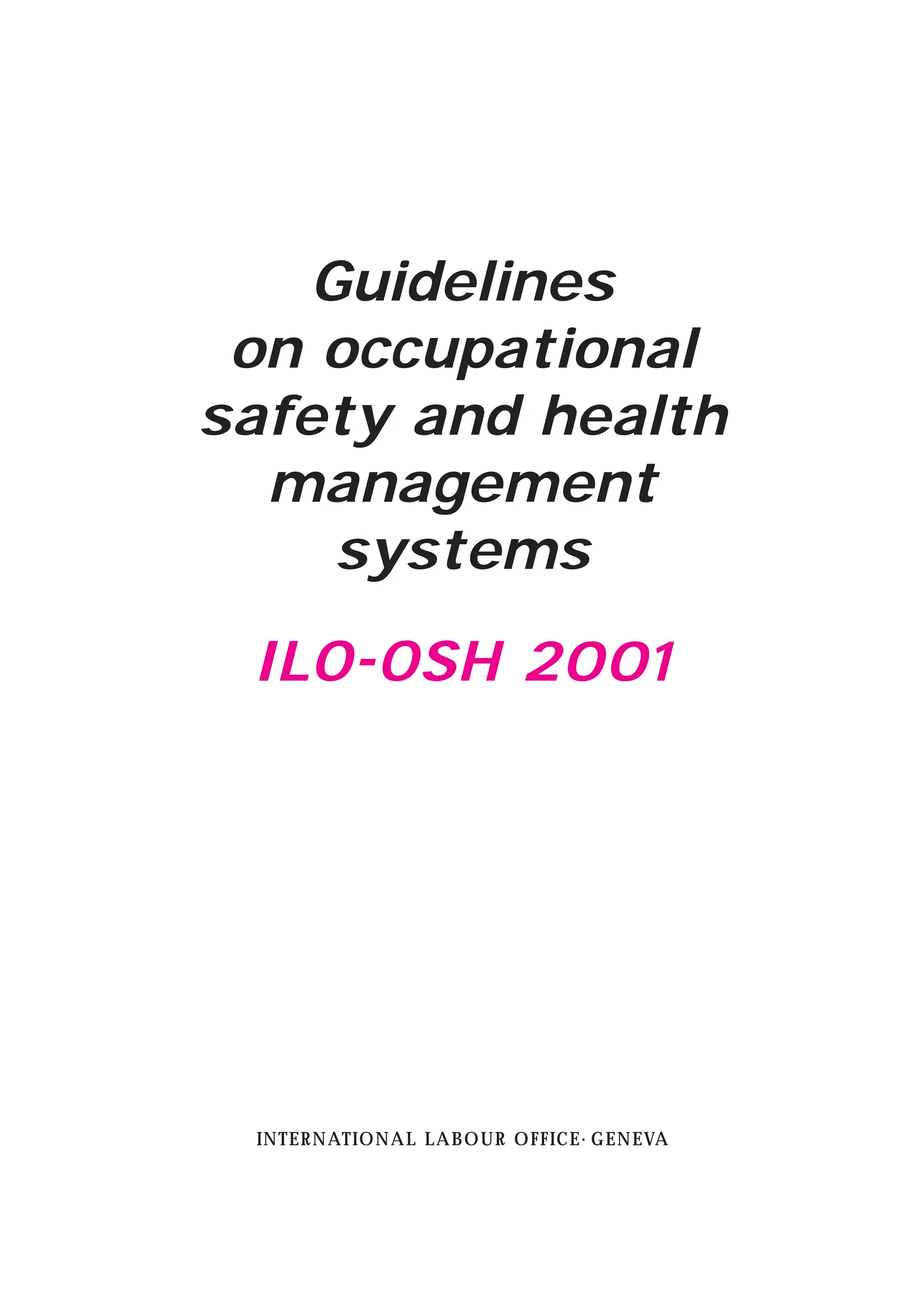 Guidelines on Occupational Safety and Health Management Systems ILO-OSH ...