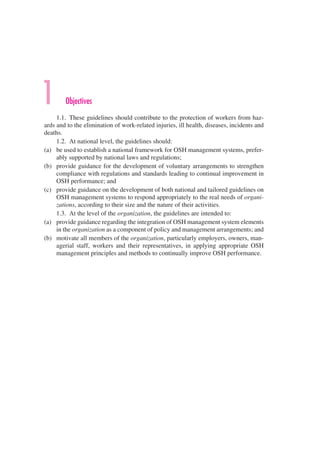 Guidelines on Occupational Safety and Health Management Systems ILO-OSH ...