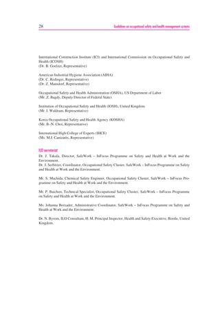Guidelines on Occupational Safety and Health Management Systems ILO-OSH ...