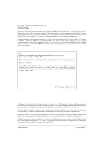 Guidelines on Occupational Safety and Health Management Systems ILO-OSH ...