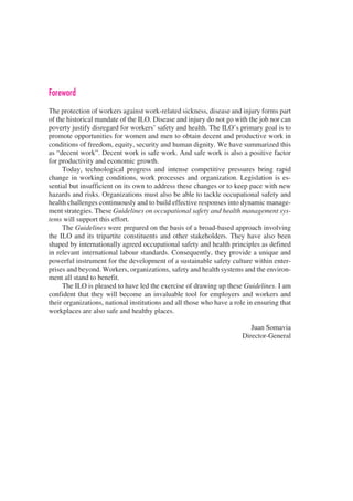 Guidelines on Occupational Safety and Health Management Systems ILO-OSH ...