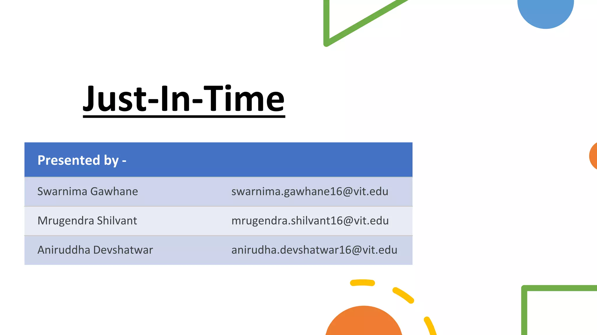 Just-in-Time Philosophy + Case study | PPT