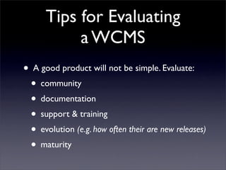 WCMS Evaluation Tips | PDF