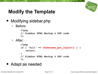 WordCamp Nashville 2013 - Custom Layouts Without Custom Page Templates ...