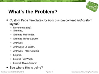 WordCamp Nashville 2013 - Custom Layouts Without Custom Page Templates ...