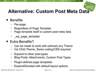 WordCamp Nashville 2013 - Custom Layouts Without Custom Page Templates ...
