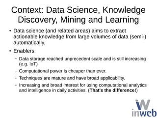 Data Science, Knowledge Discover, Mining and Learning | PPT