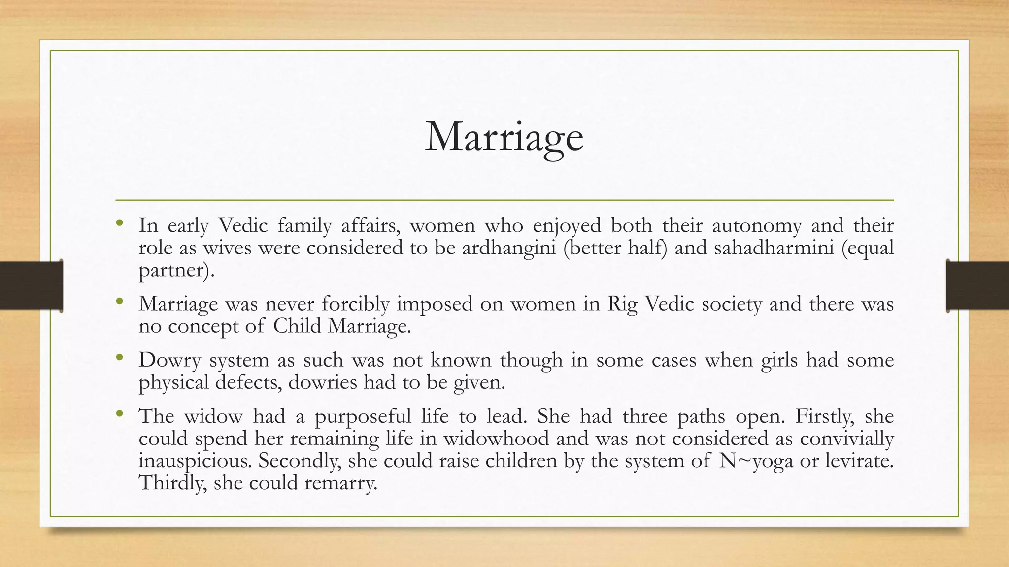 Position of Women in Vedic Period | PDF