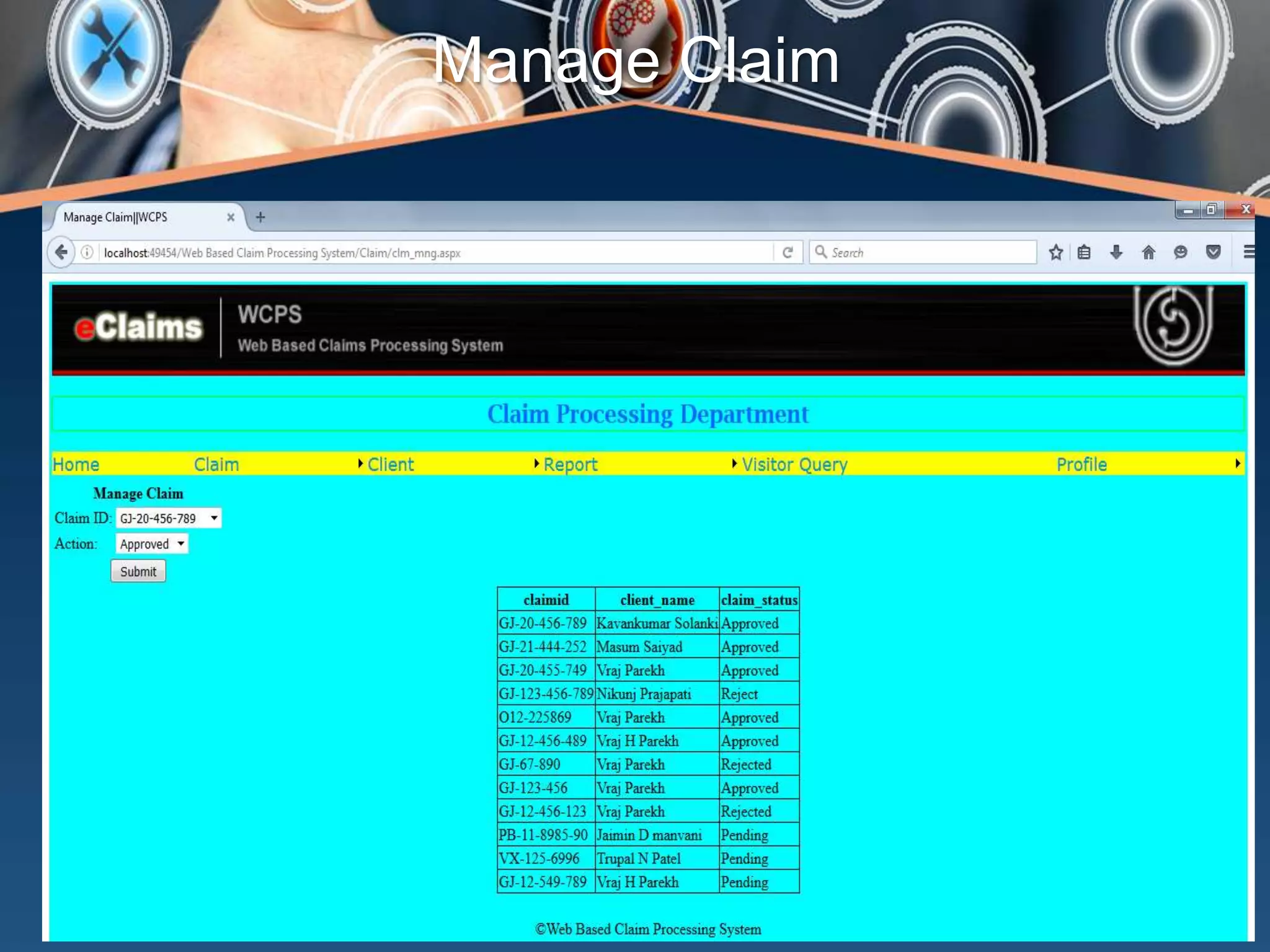 Web Based Claim Processing System | PPTX