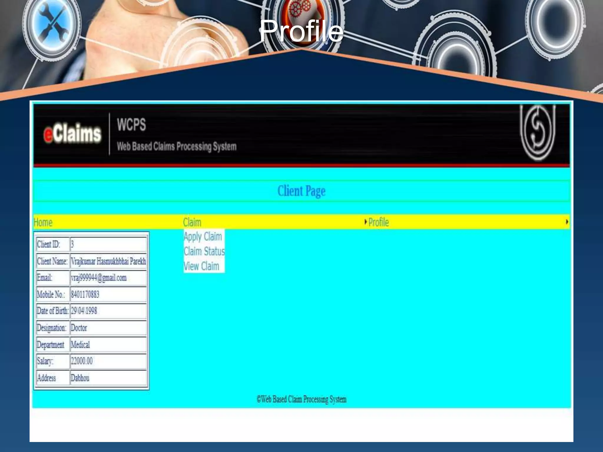 Web Based Claim Processing System | PPTX
