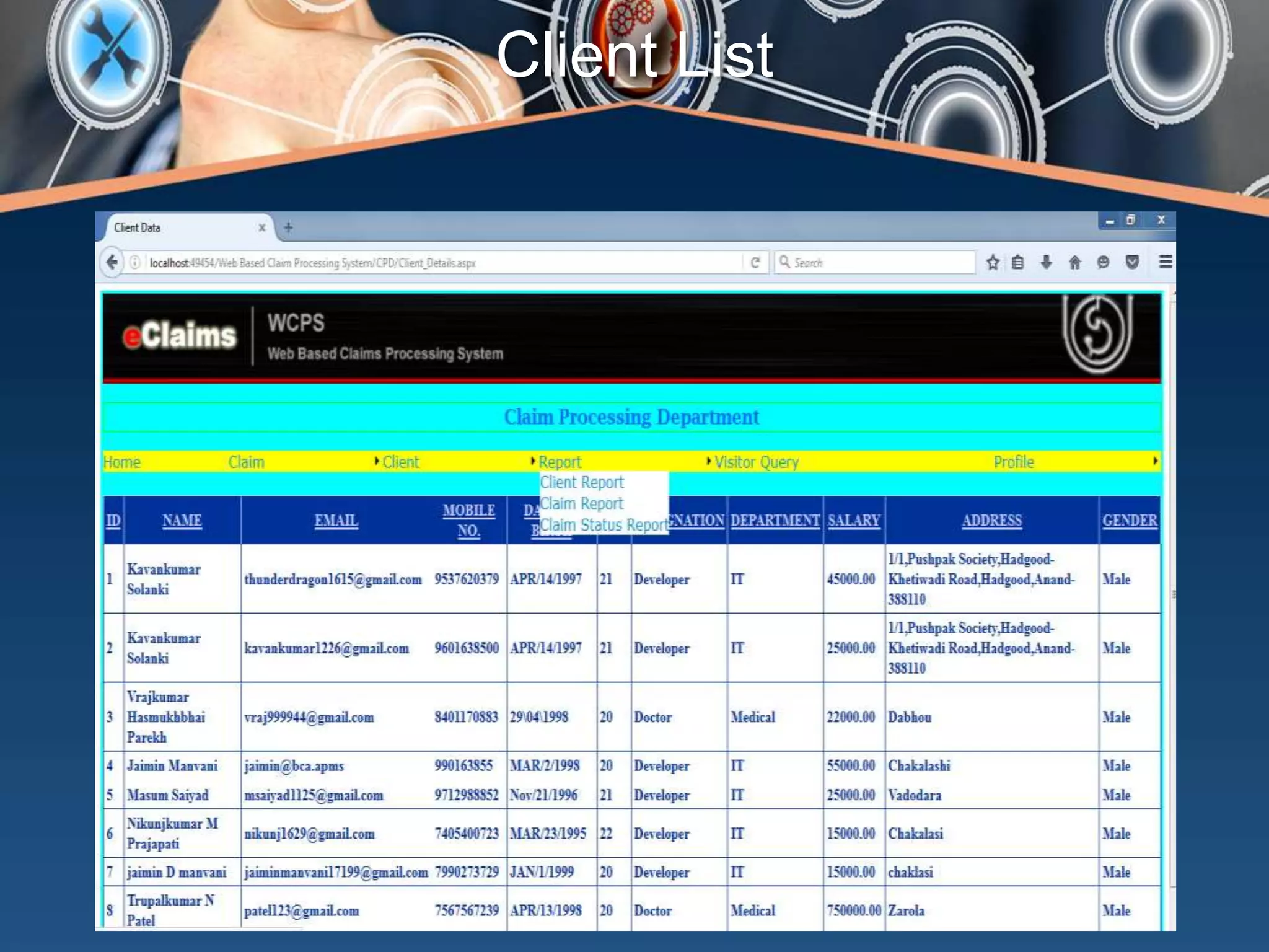 Web Based Claim Processing System | PPTX