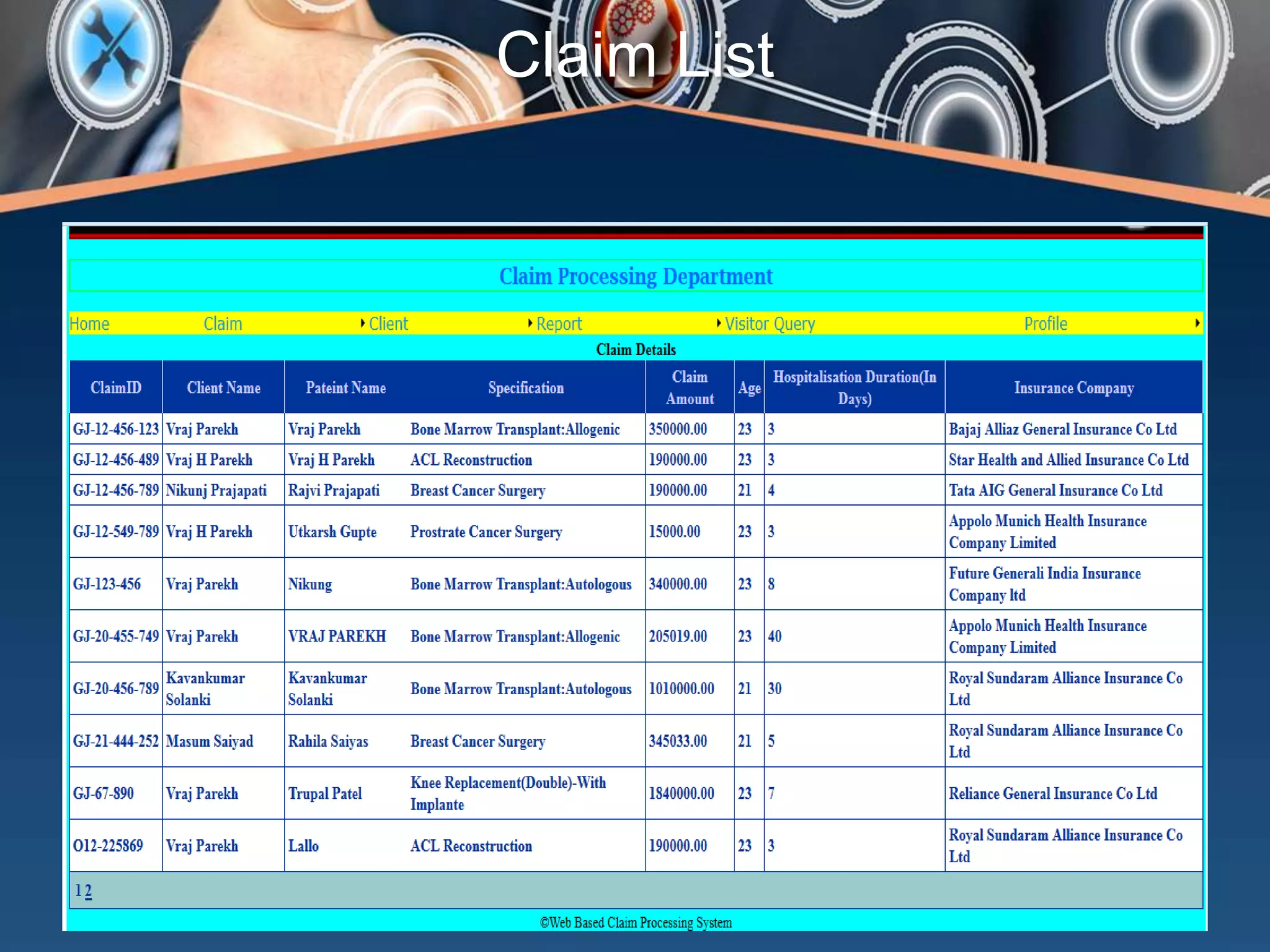 Web Based Claim Processing System | PPTX