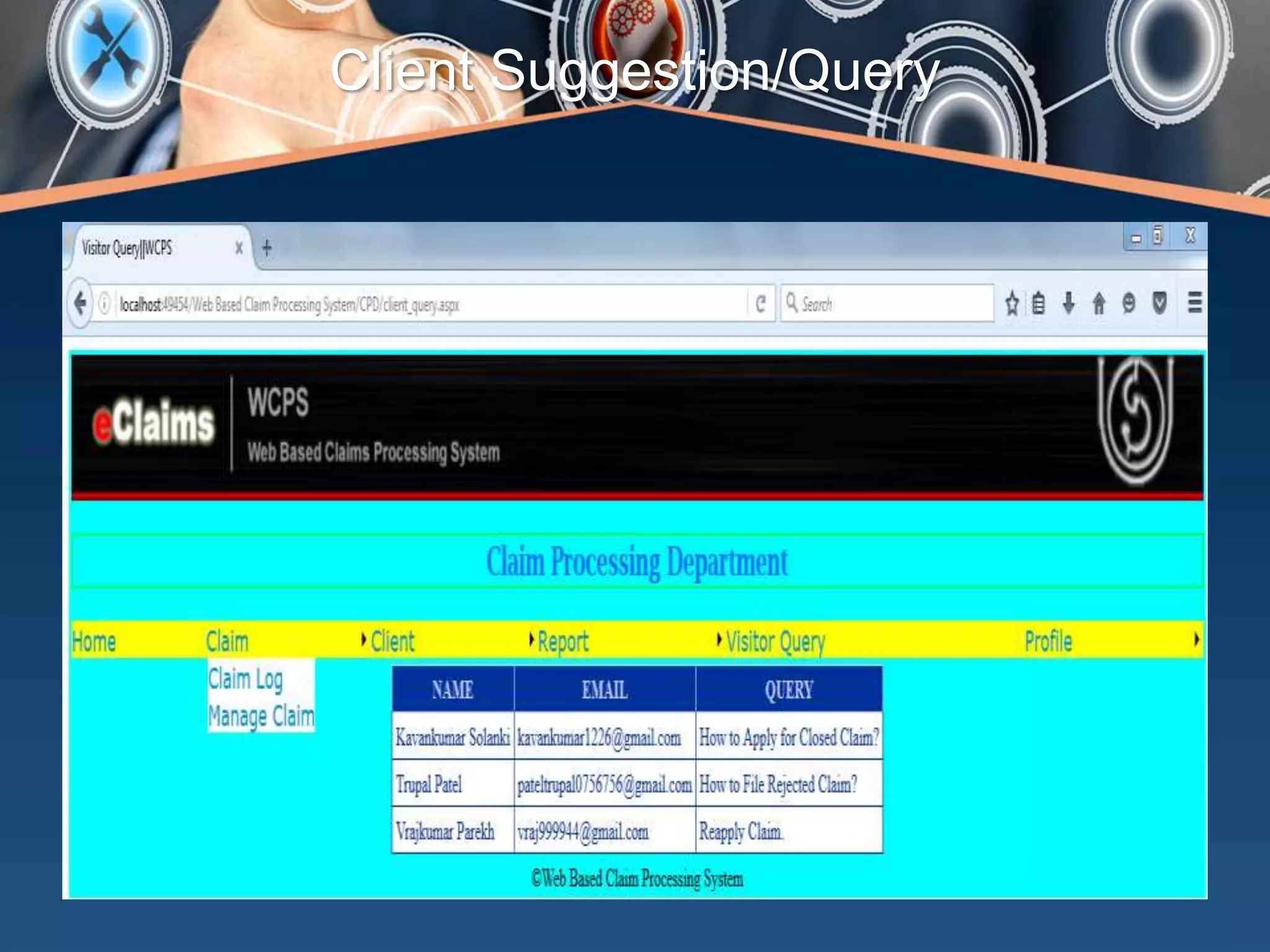 Web Based Claim Processing System | PPTX