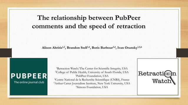 The relationship between PubPeer comments and the speed of retraction ...