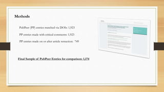 The relationship between PubPeer comments and the speed of retraction ...