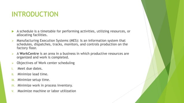 Work Center Scheduling | PPTX
