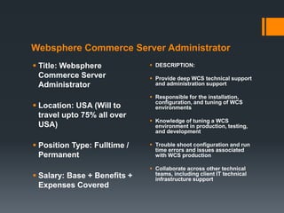 WebSphere Commerce Server Administrator | PPT