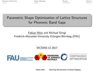 Parametric Shape Optimization of Lattice Structures for Phononic Band Gaps | PDF