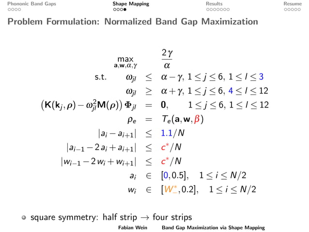 Parametric Shape Optimization Of Lattice Structures For Phononic Band Gaps Ppt