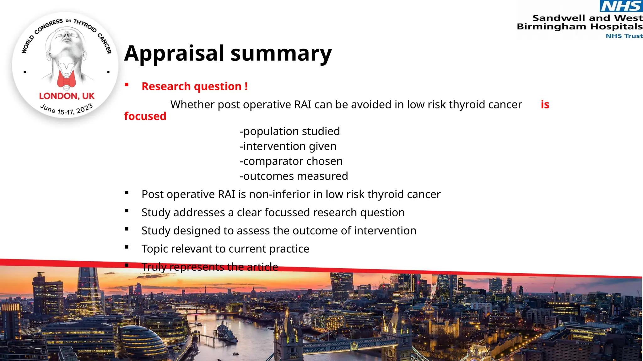 Critical appraisal of RAI low grade thyroid cancer | PPTX