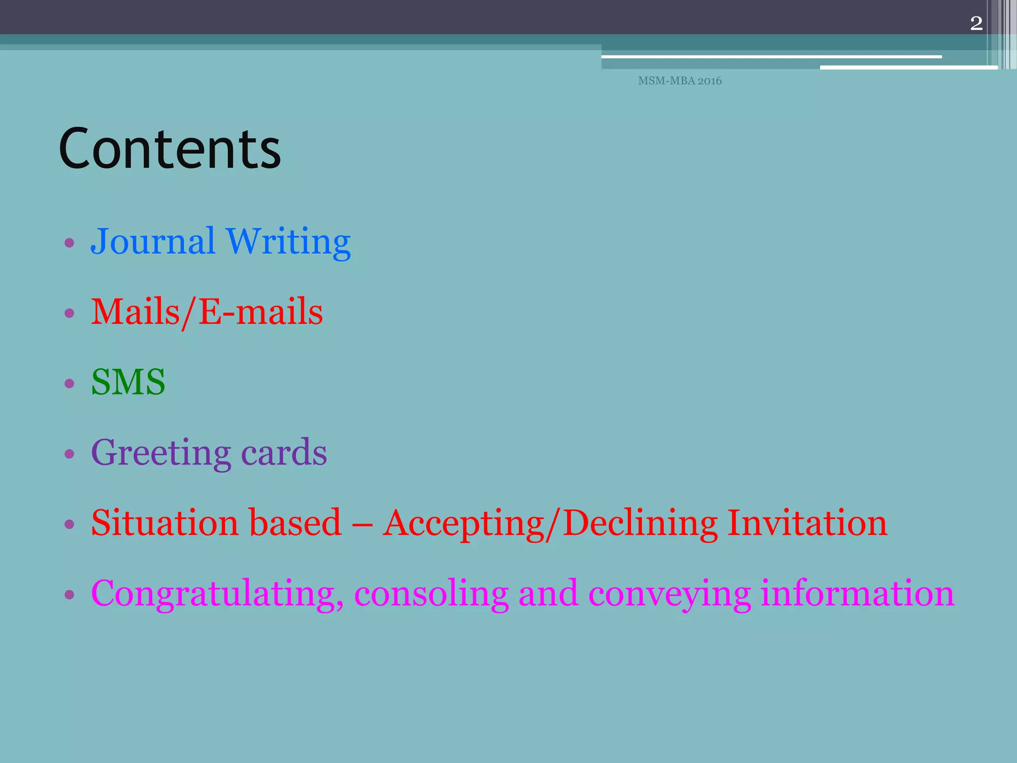 Written Communication unit 1 Personal Communication | PPT