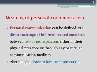 Written Communication unit 1 Personal Communication | PPTX
