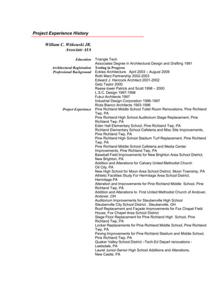 Professional Work Experience-Completed Projects | PDF