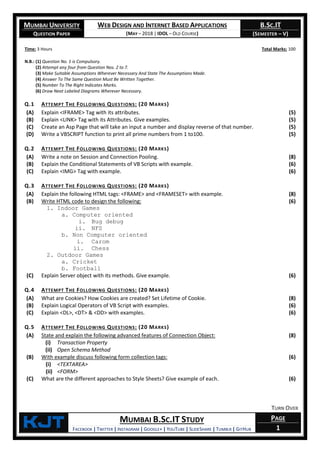 Web Design and Internet Based Applications (May - 2018) [IDOL: Old ...