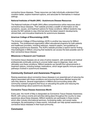 Connective Tissue Disease Awareness: Resources Available in Milford | DOCX