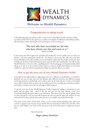 Sample Wealth Dynamics Report - What Entrepreneur Profile are You? | PDF