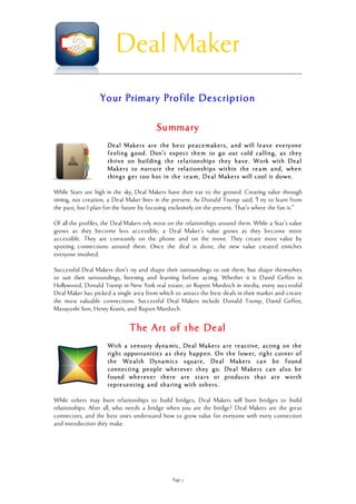 Sample Wealth Dynamics Report - What Entrepreneur Profile are You? | PDF