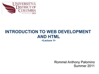INTRODUCTION TO WEB DEVELOPMENT AND HTML | PPT | Web Design and HTML | Internet