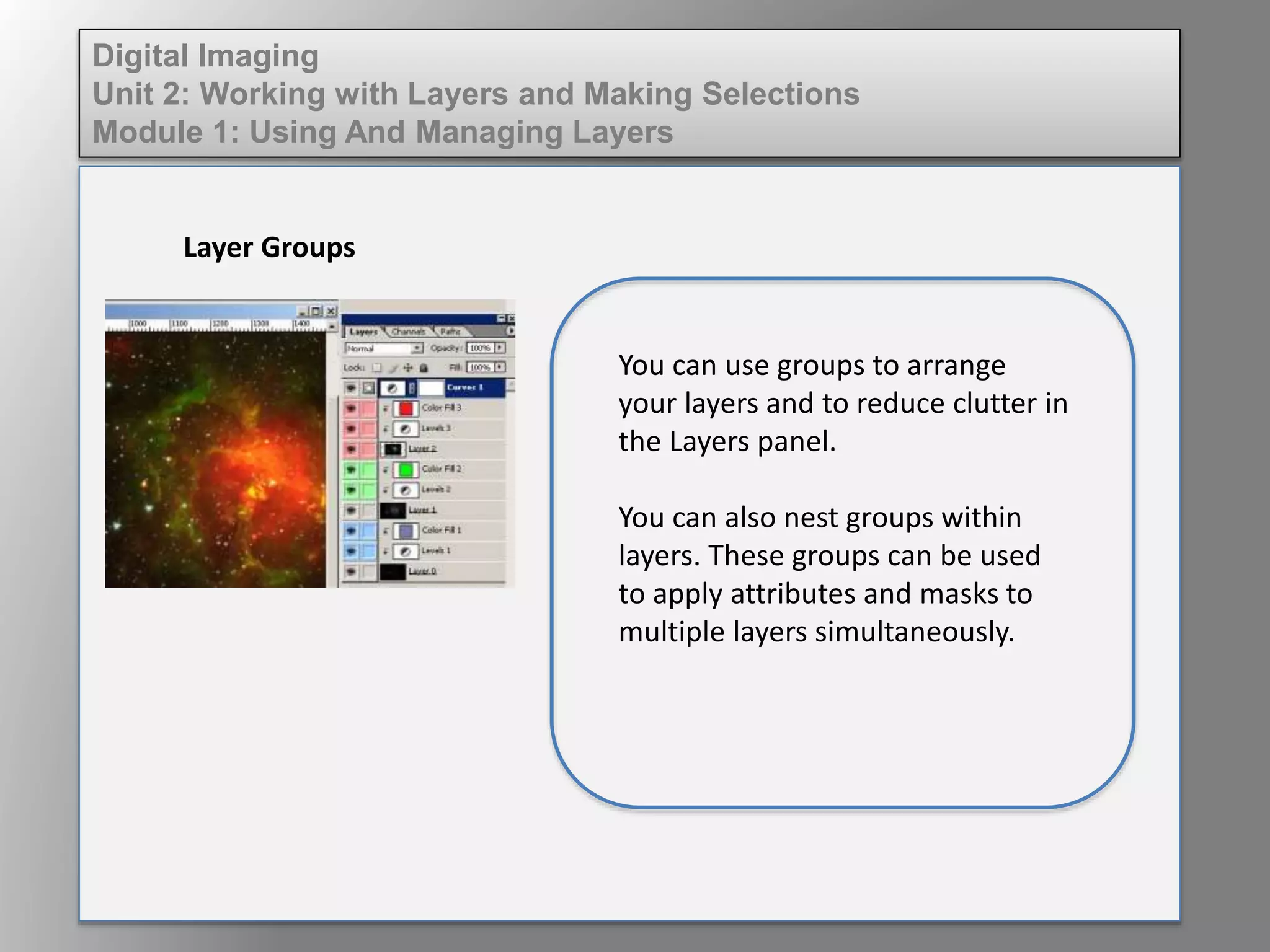 Wd133 unit 2 module 1 using and managing layers | PPT