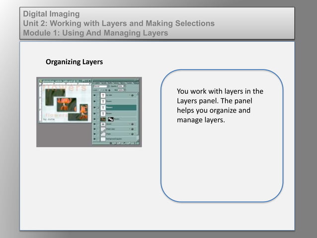 Wd133 unit 2 module 1 using and managing layers | PPT
