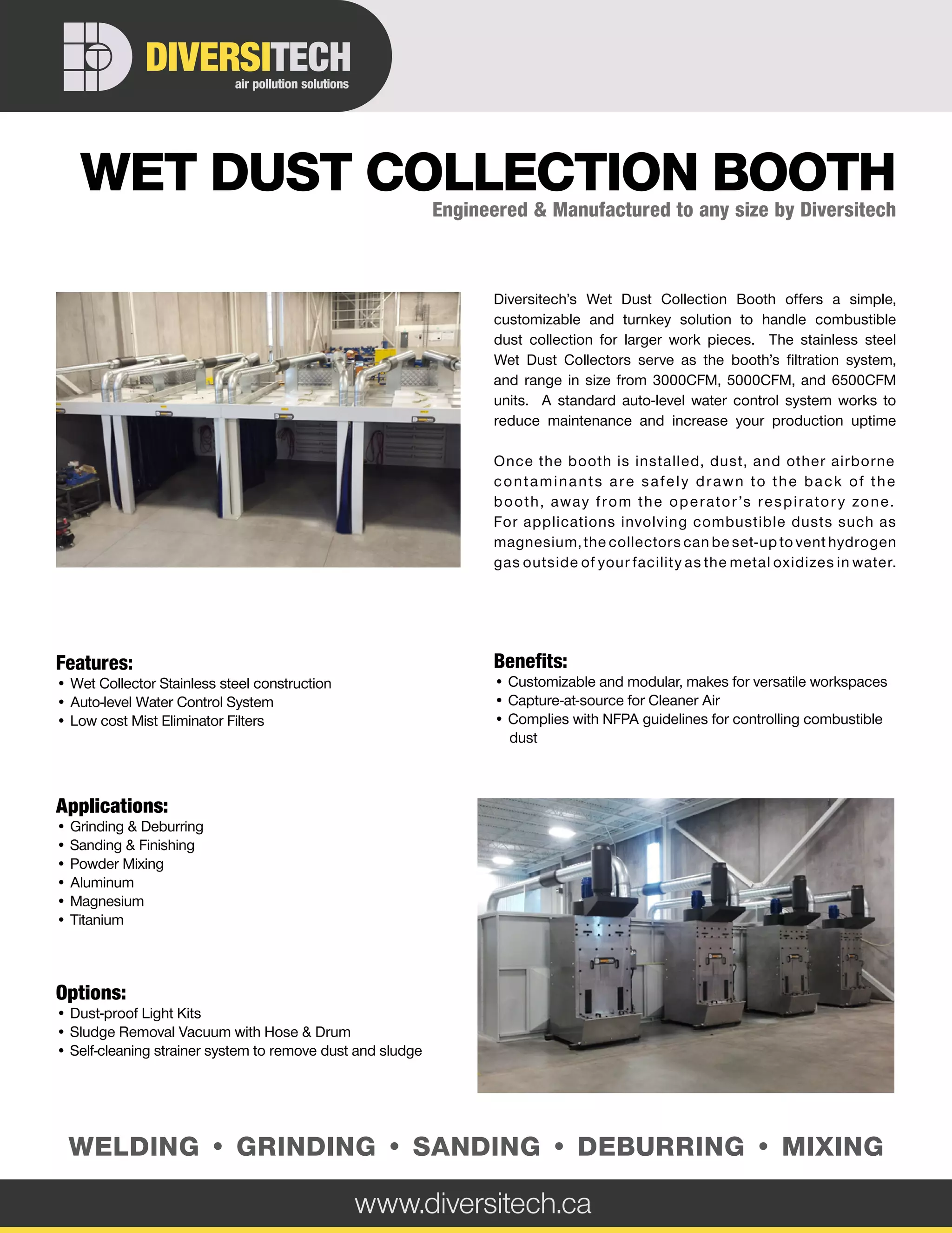 Wet Dust Collection Booth - Product Sheet | PDF