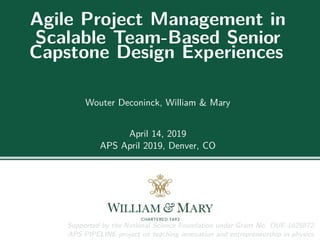 Agile Project Management in Scalable Team-Based Senior Capstone Design ...