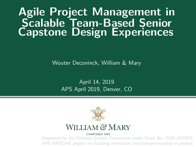 Agile Project Management in Scalable Team-Based Senior Capstone Design ...