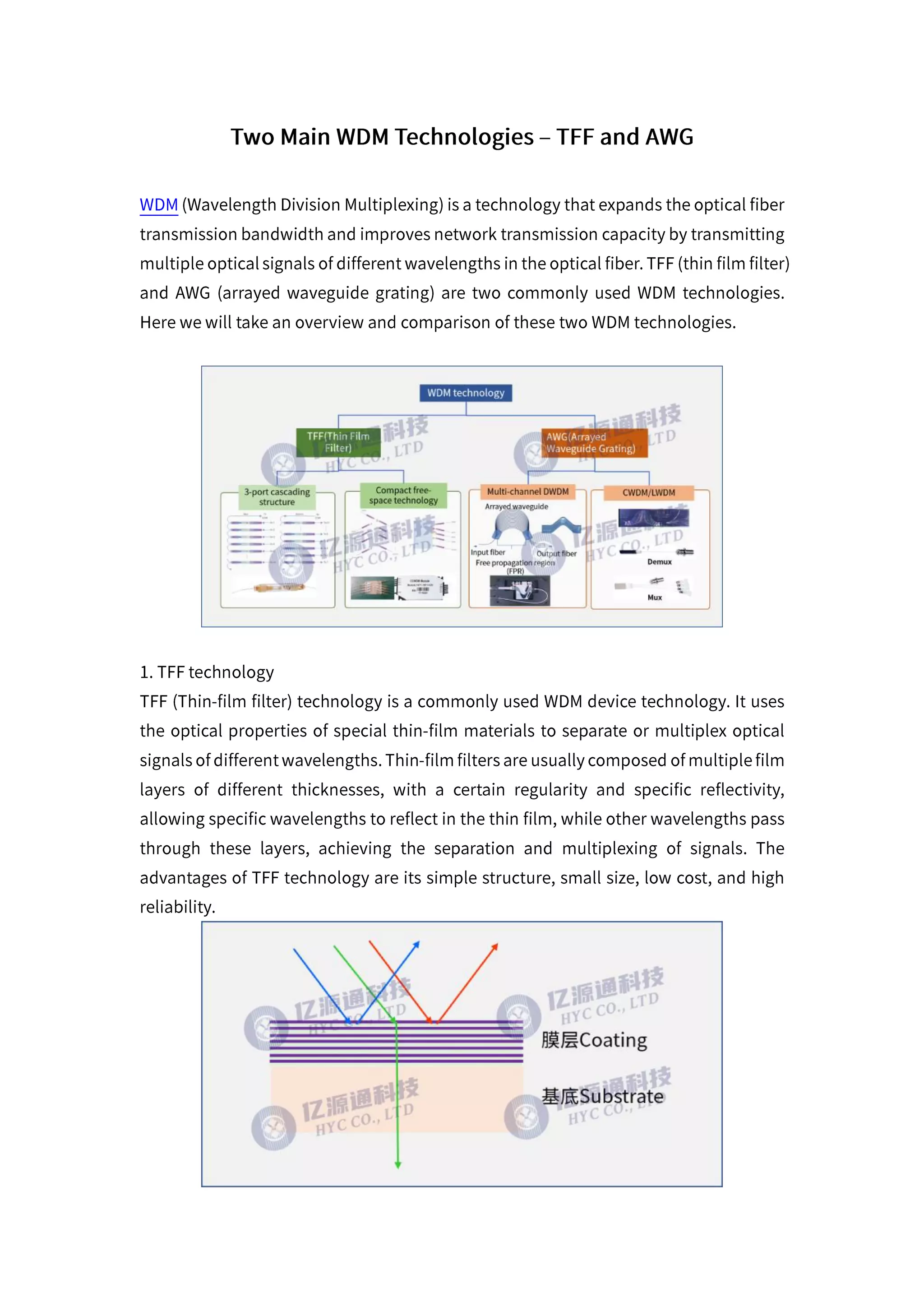 WDM Technology：TFF & AWG | PDF