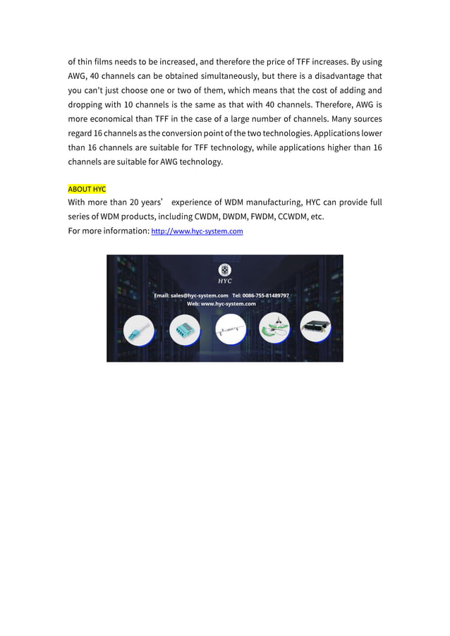 WDM Technology：TFF & AWG | PDF | Technology & Computing