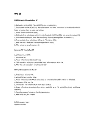 WD selftest steps in different situations | PDF
